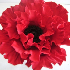 Red Poppy Cake Topper Flower Cake Topper Clay Wedding Cake Decor ...