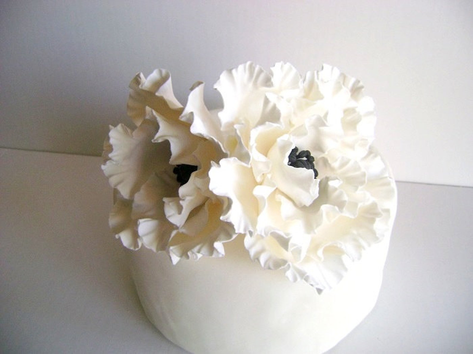 White Poppy Cake Topper Flower Cake Topper Clay Wedding Cake - Etsy