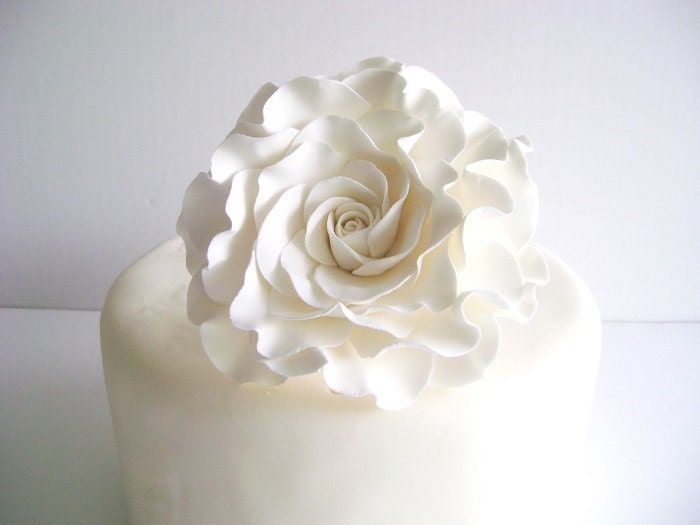 White Rose Cake Topper Flower Cake Topper Wedding Cake Flower Floral ...