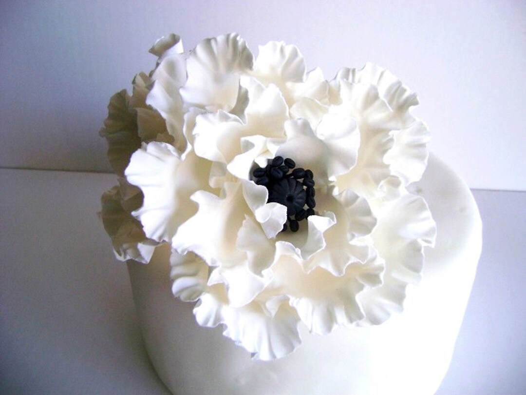 White Poppy Cake Topper Flower Cake Topper Clay Wedding Cake Decor ...