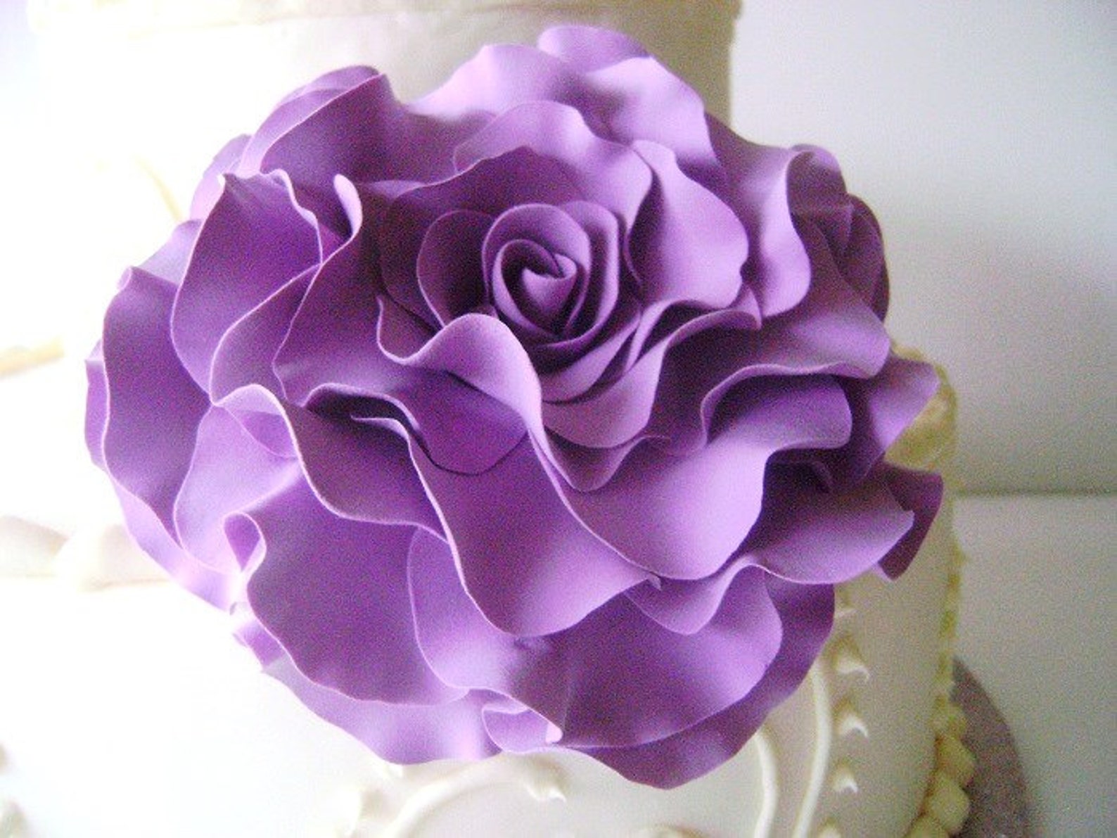 Purple Rose Cake Flower Cake Topper Wedding Floral Decoration | Etsy