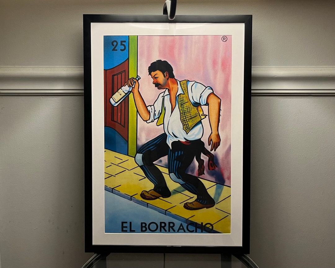Physical Product! El Borracho Loteria Card Framed Print With Mat ...