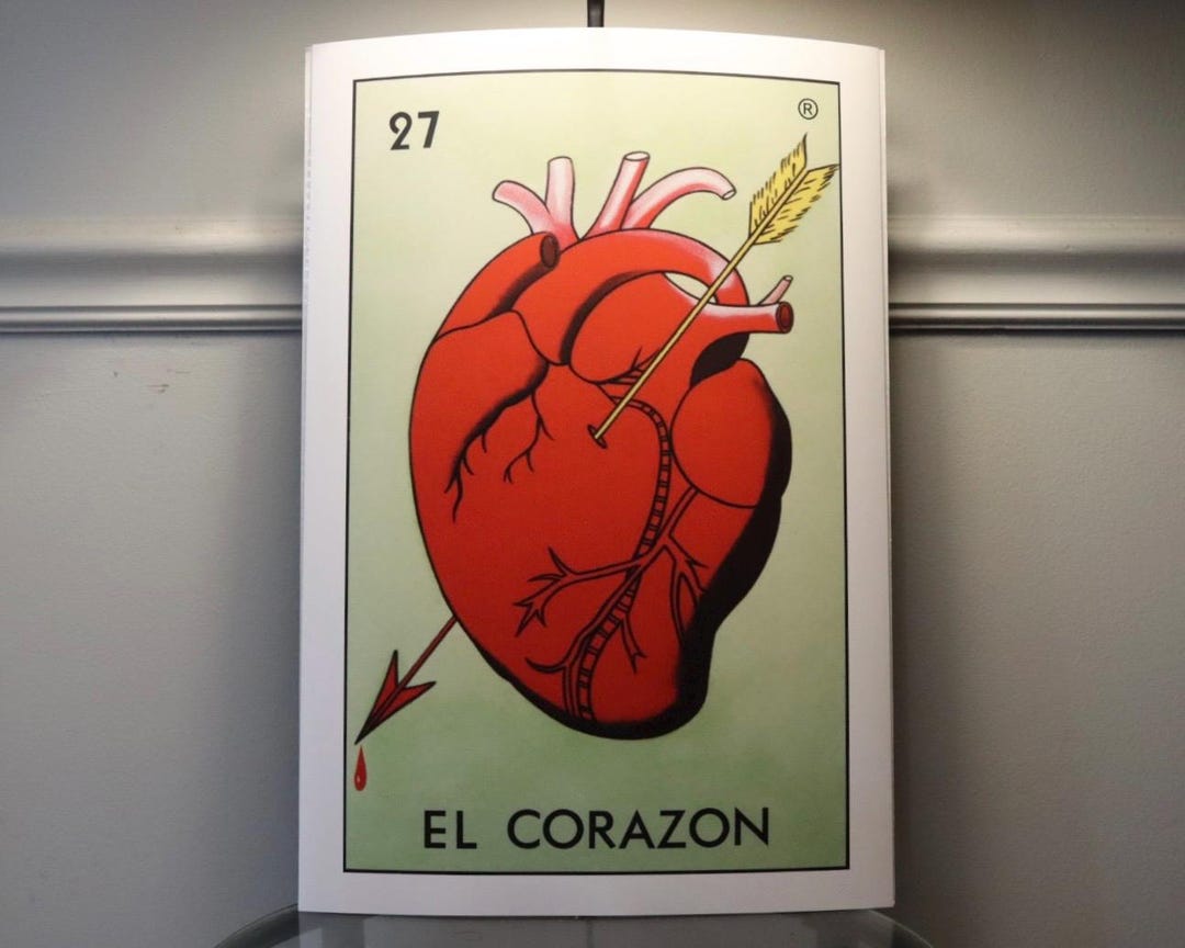 Physical Product El Corazon (the Heart) Loteria Card Print | 13x19 ...