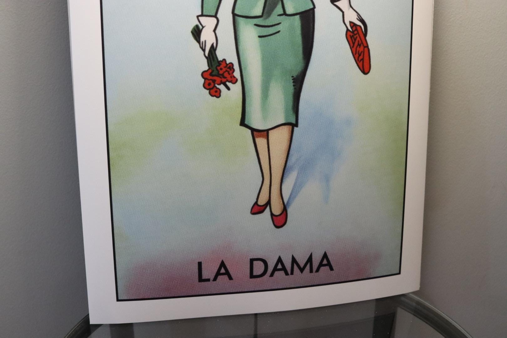 Physical Product! La Dama (the Lady) Loteria Card Print | 13x19 Vintage ...