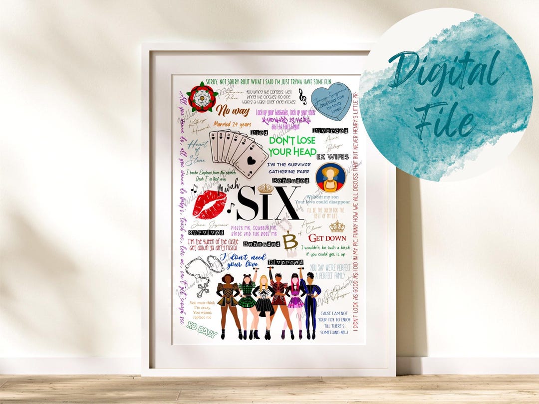Six the Musical | Musical Print | Digital | Poster| Wall Art | Home ...