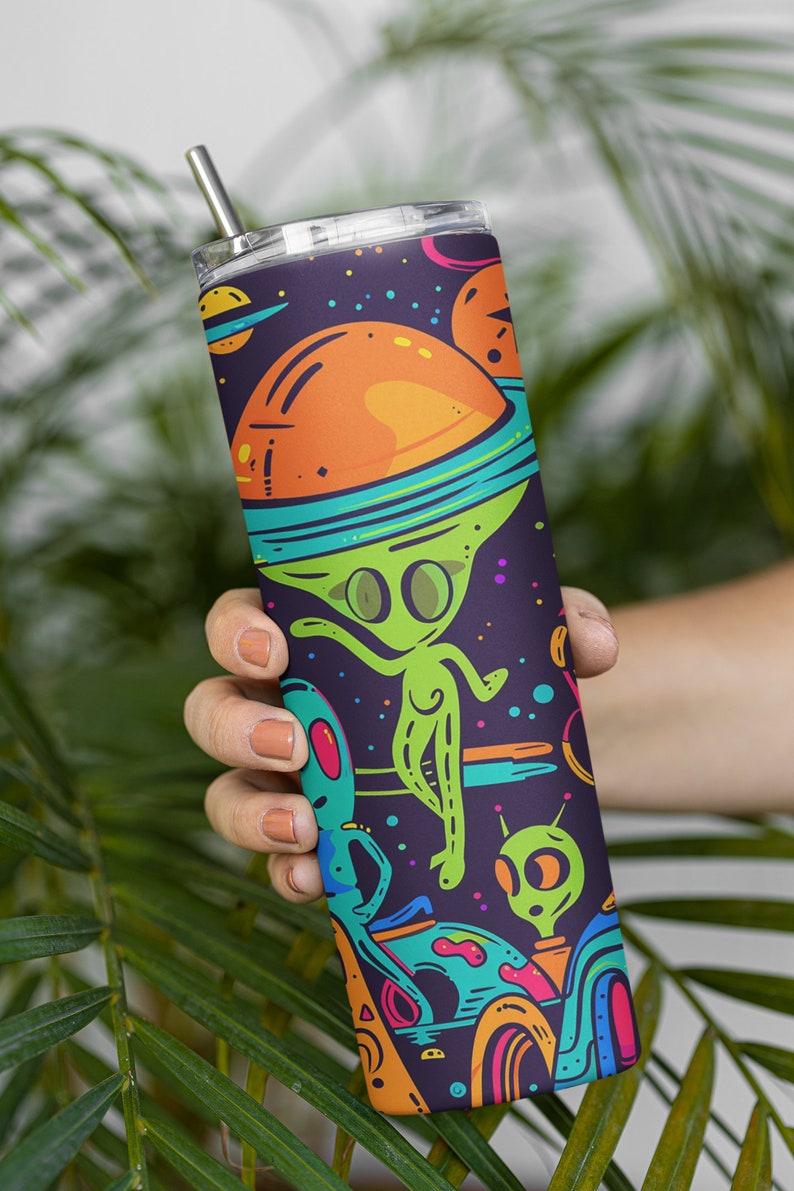 Sarcastic Alien Tumbler Wrap, Crazy Extraterrestrials 20oz-30oz Skinny ...