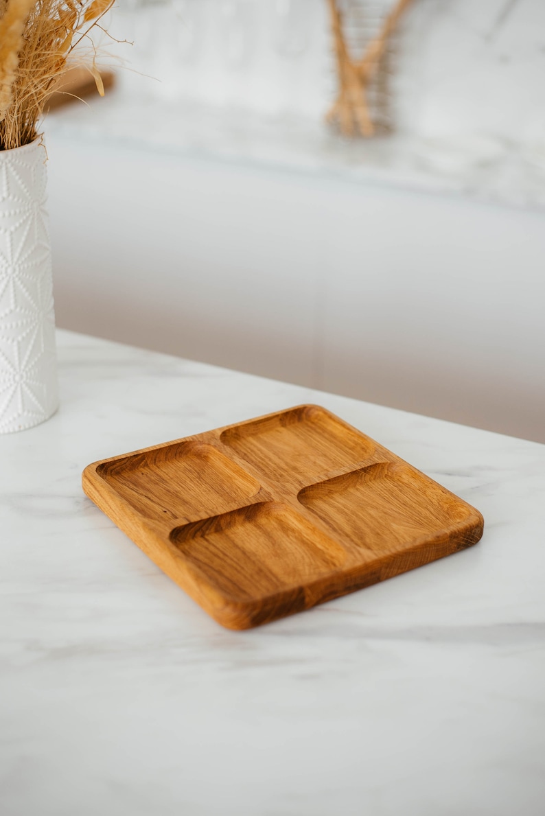 Wooden Square Platter, Sectional Wooden Dish, Serving Plate, Divided ...