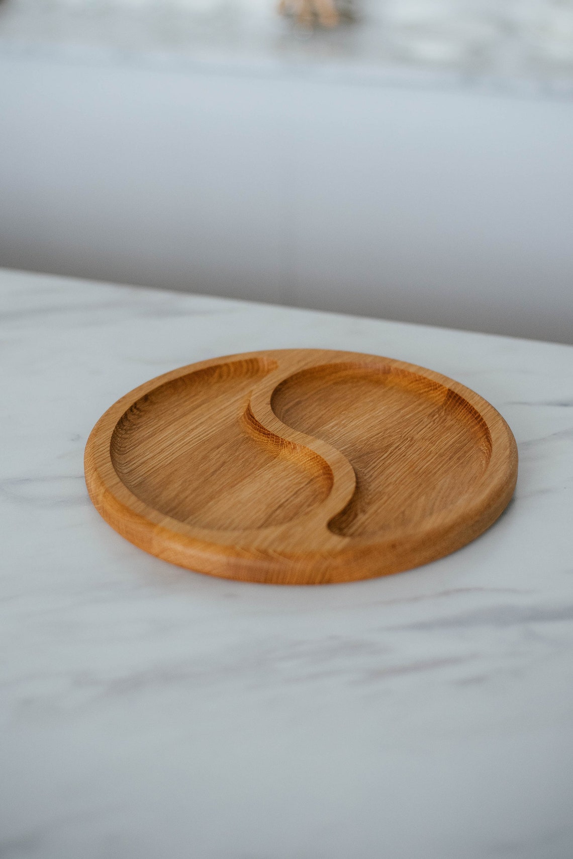 Yin Yang Snack Wooden Plate, Wood Sectional Serving Plate, Cheese Tray ...