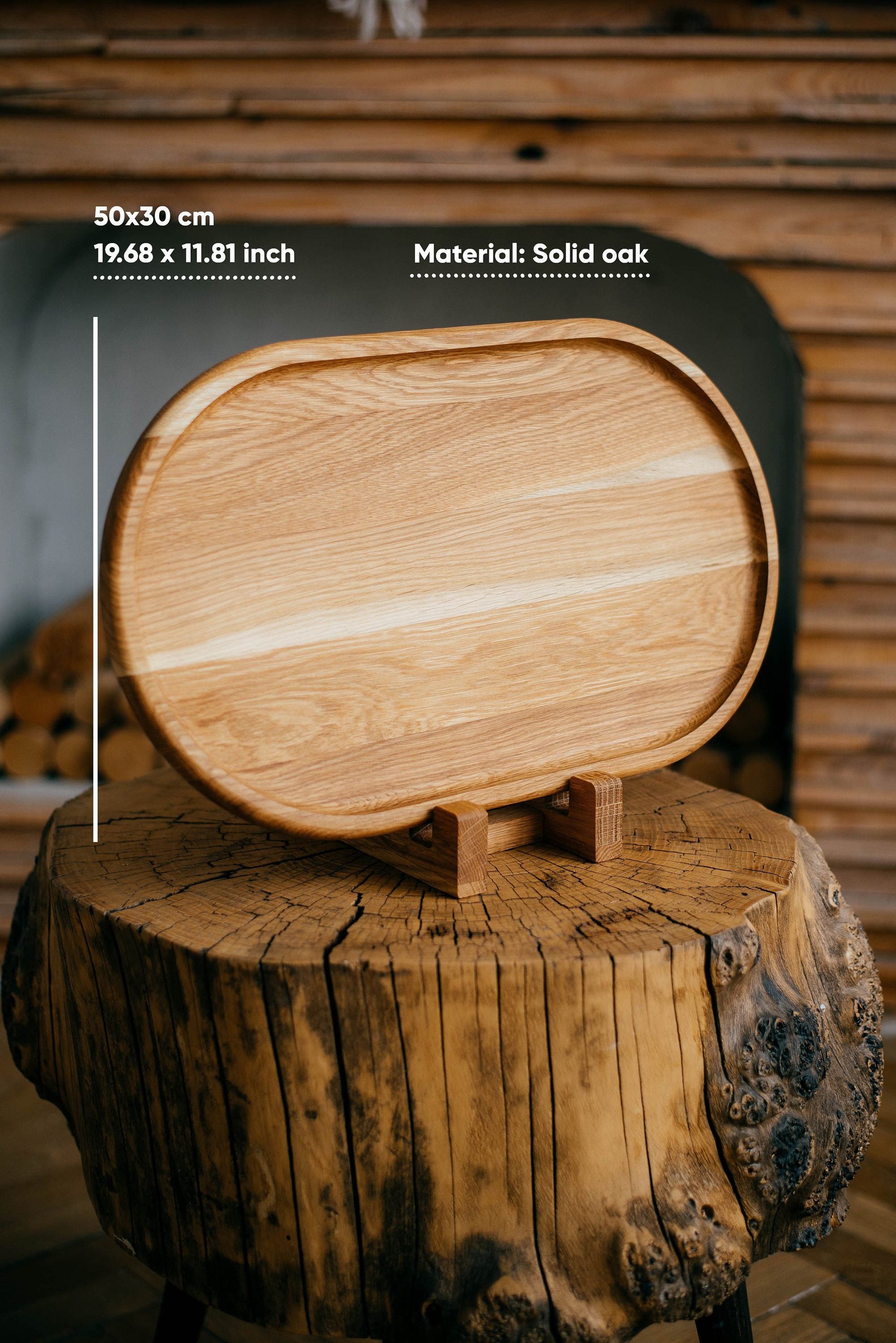 Big Oval Wooden Tray, Natural Oak, Wood Coaster, Wooden Plate, Modern ...