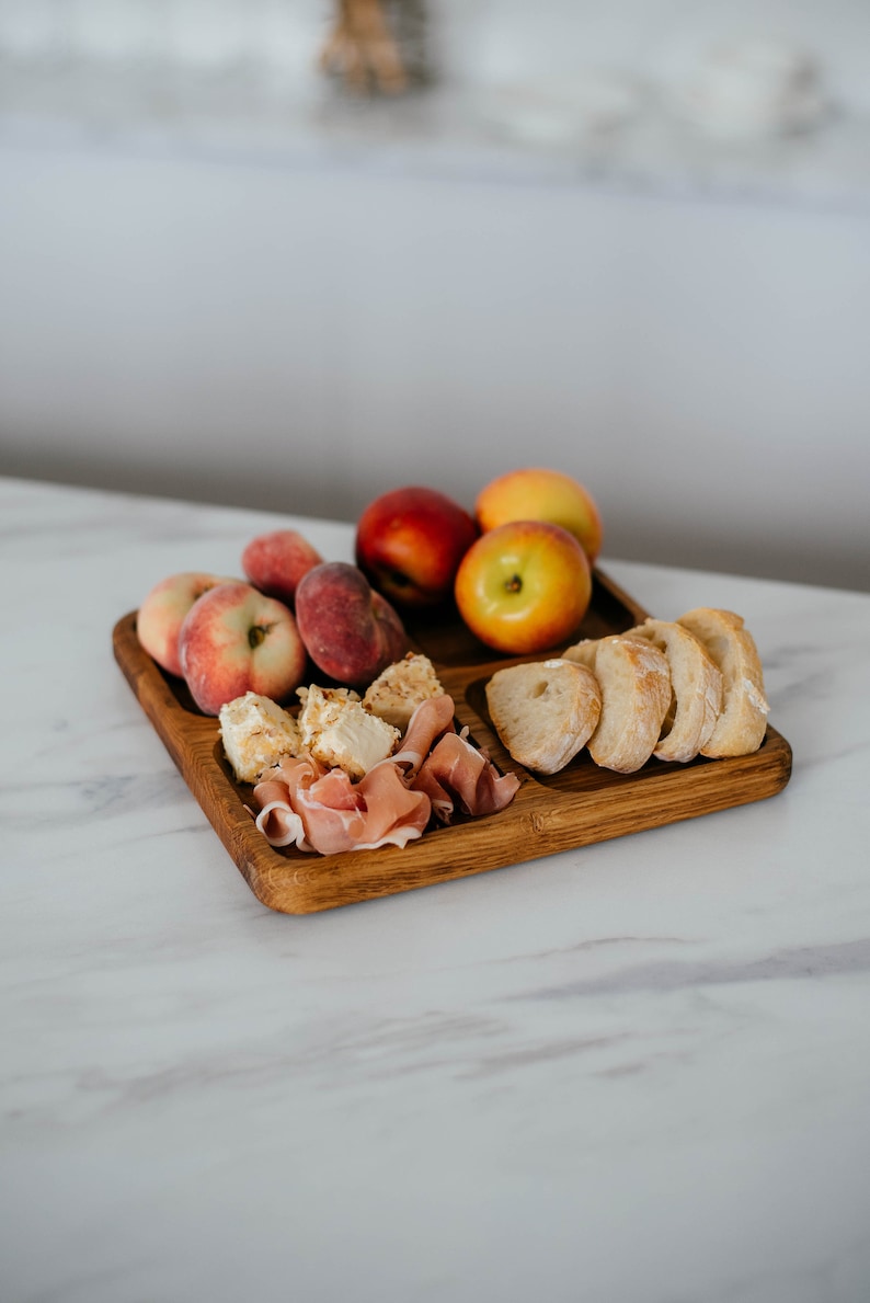 Wooden Square Platter, Sectional Wooden Dish, Serving Plate, Divided ...