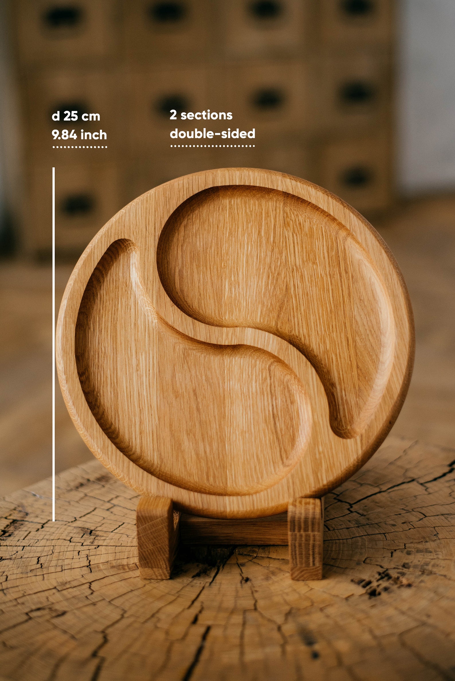Yin Yang Snack Wooden Plate, Wood Sectional Serving Plate, Cheese Tray ...