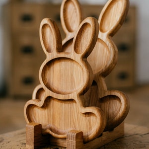 Kids Wooden Plate, Wooden Rabbit Tray, Serving Tray Snacking, Funny ...