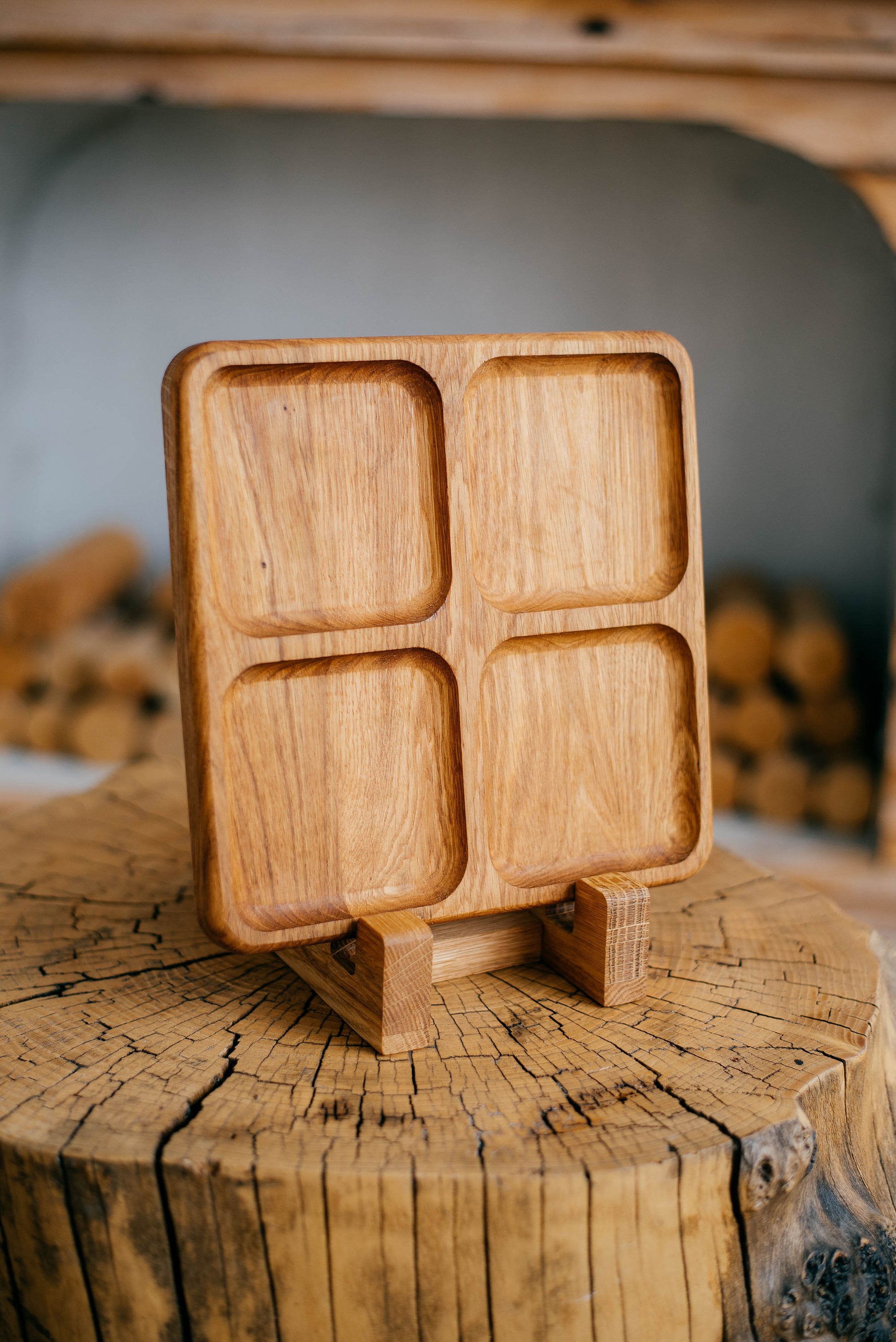 Wooden Square Platter, Sectional Wooden Dish, Serving Plate, Divided ...