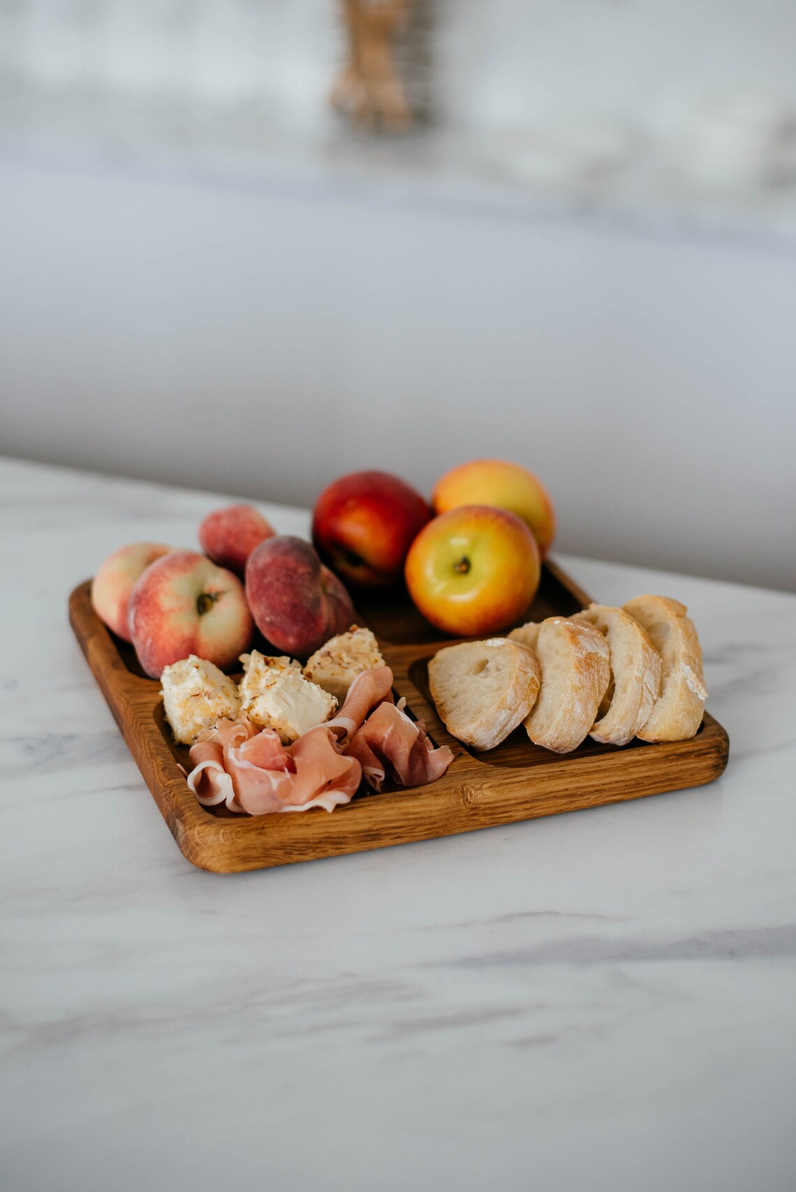Wooden Square Platter, Sectional Wooden Dish, Serving Plate, Divided ...