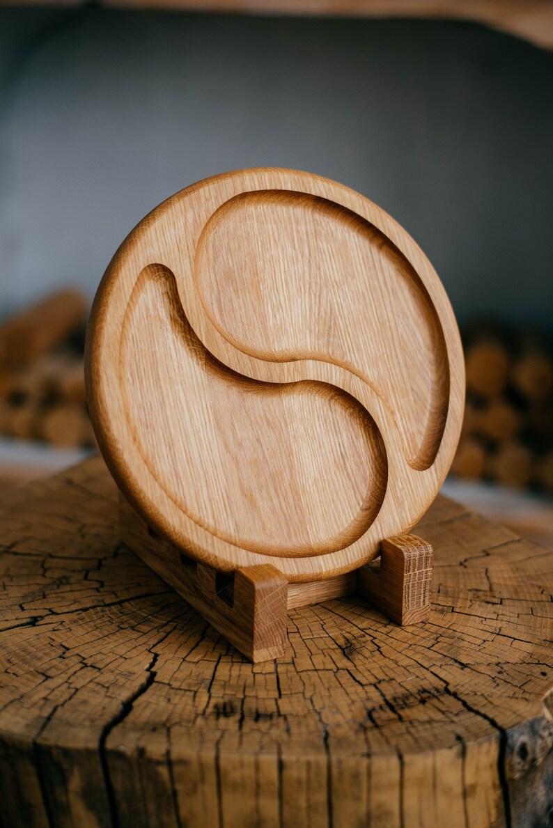 Yin Yang Snack Wooden Plate, Wood Sectional Serving Plate, Cheese Tray ...