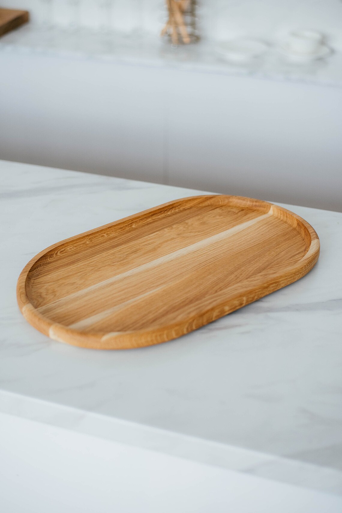 Big Oval Wooden Tray, Natural Oak, Wood Coaster, Wooden Plate, Modern ...