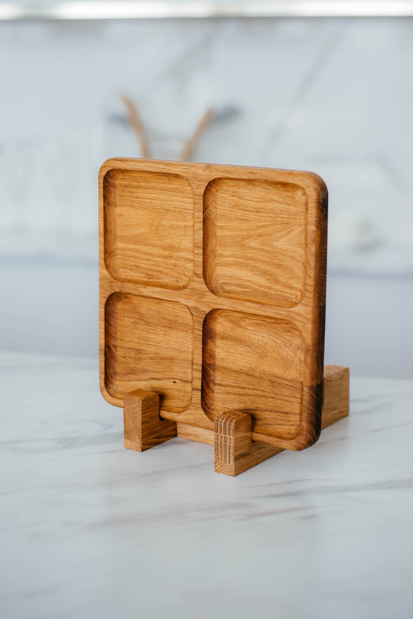 Wooden Square Platter, Sectional Wooden Dish, Serving Plate, Divided ...