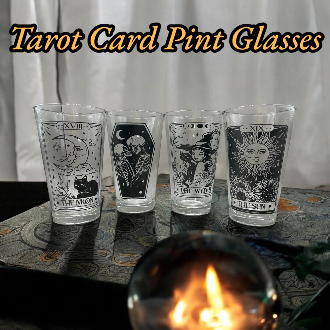 Tarot Card Pint Glasses for Halloween, Parties or Just for Fun! Witch ...