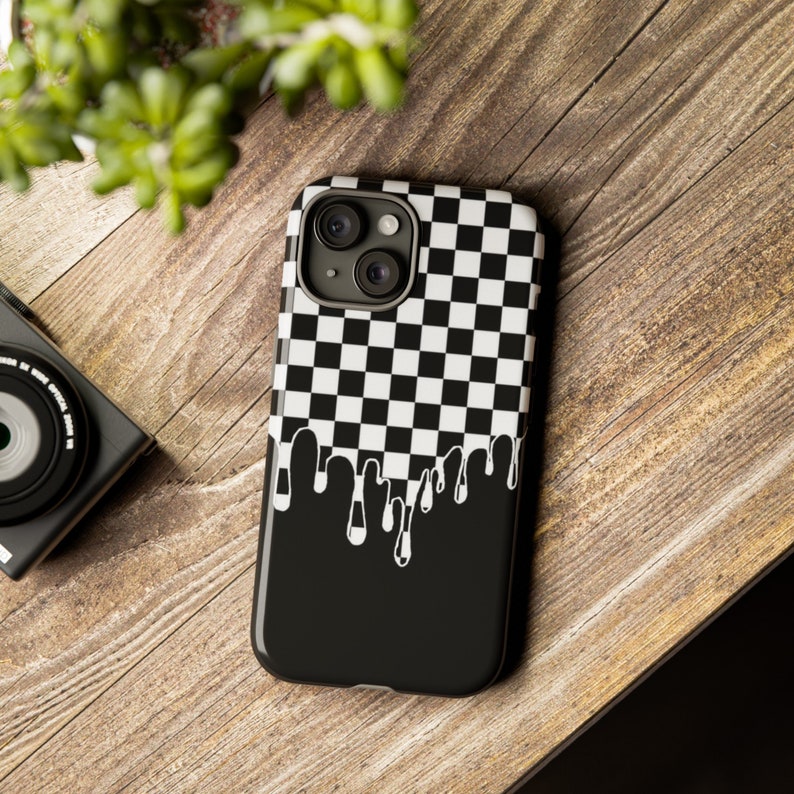 Slime Black Checkerboard Limited-edition Phone Case, iPhone 15 14 13 12 ...