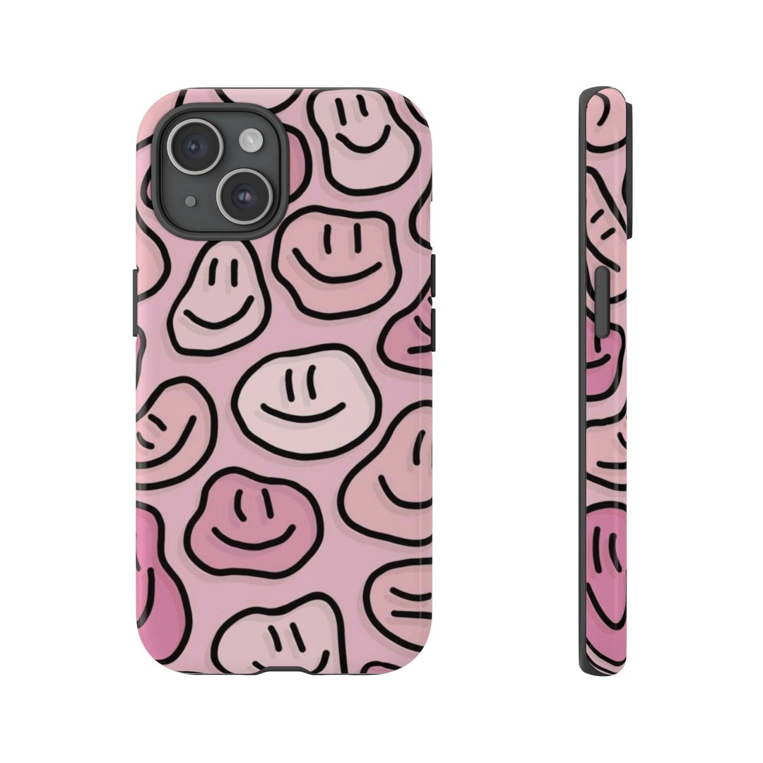 Pink Smile Pattern Limited-edition Phone Case, iPhone 15 14 13 12 11 8 ...