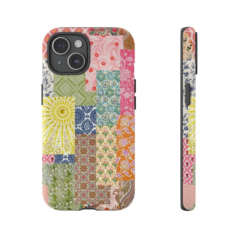 Floral Harmony Patchwork Limited-edition Phone Case, iPhone 15 14 13 12 ...
