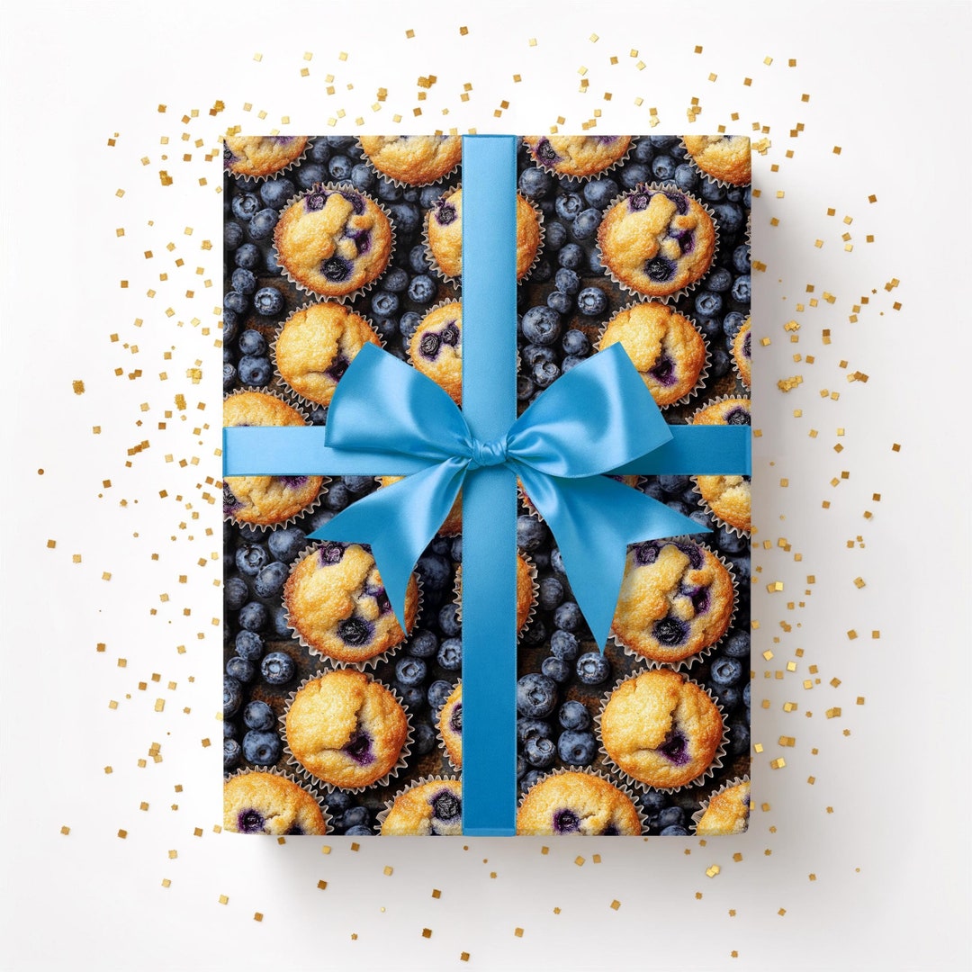 Blueberry Muffins, Blueberry Muffin Gift Wrap, Blueberry Muffin ...