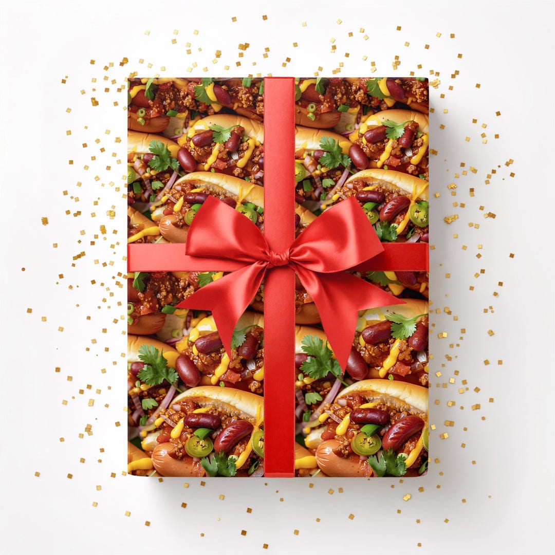 Chili Cheese Dog Wrapping Paper: Hot Dog Gift Wrap, Foodie - Etsy