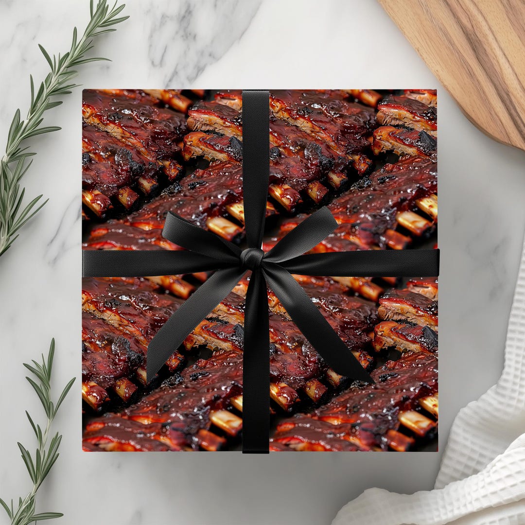 Pork Ribs, Rib Gift Wrap, Meat Gift Wrap, Grilled Ribs, BBQ, Barbecue ...