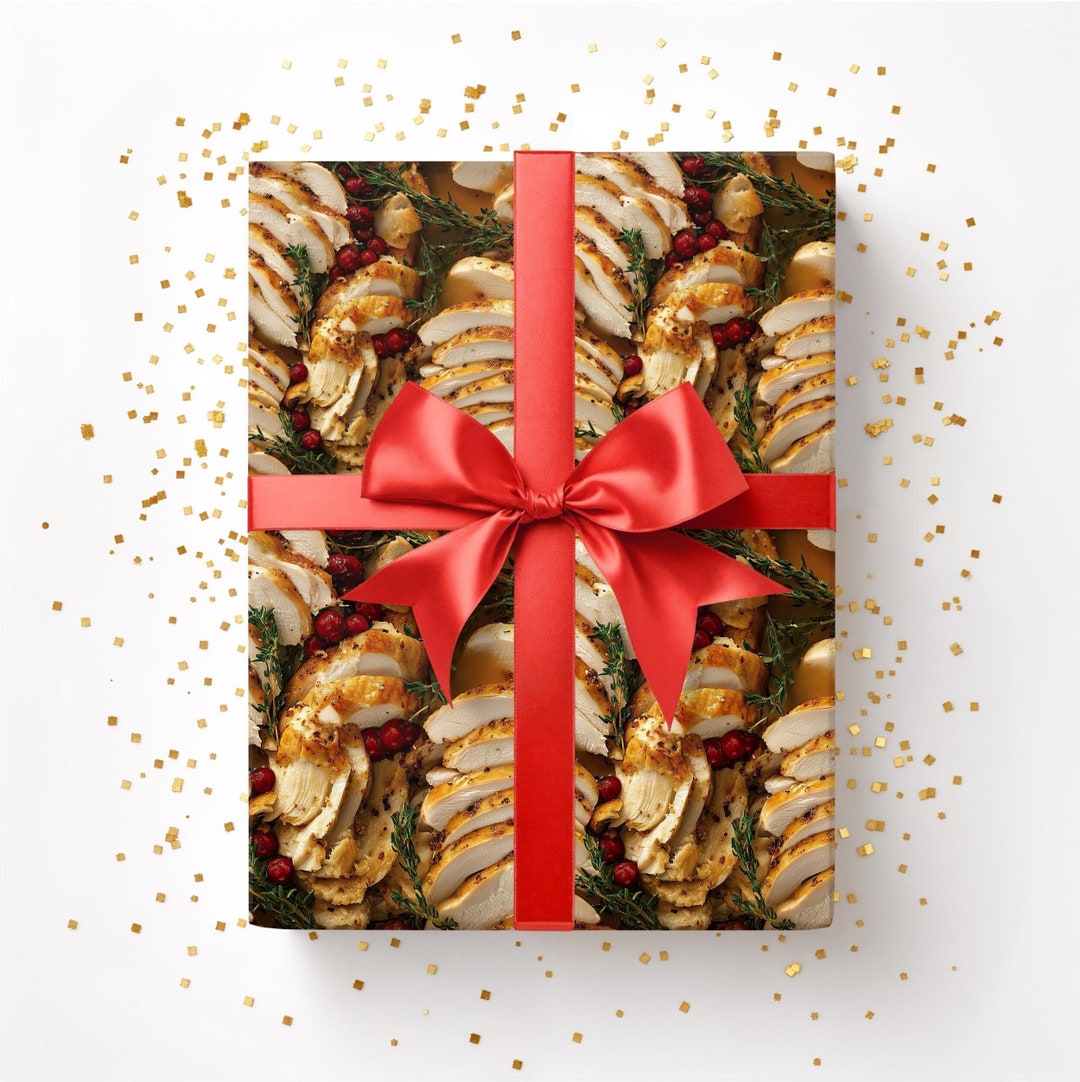 Turkey Gift Wrap - Turkey Wrapping Paper, Meat Gift Wrap, Holiday Gift ...