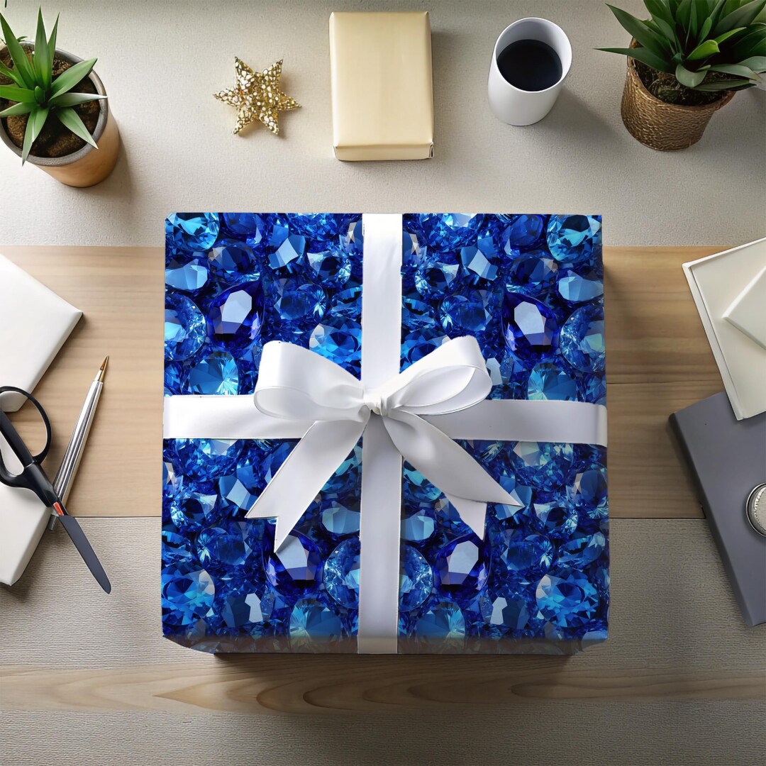 Sapphire Wrapping Paper: September Birthstone Gift Wrap - Etsy