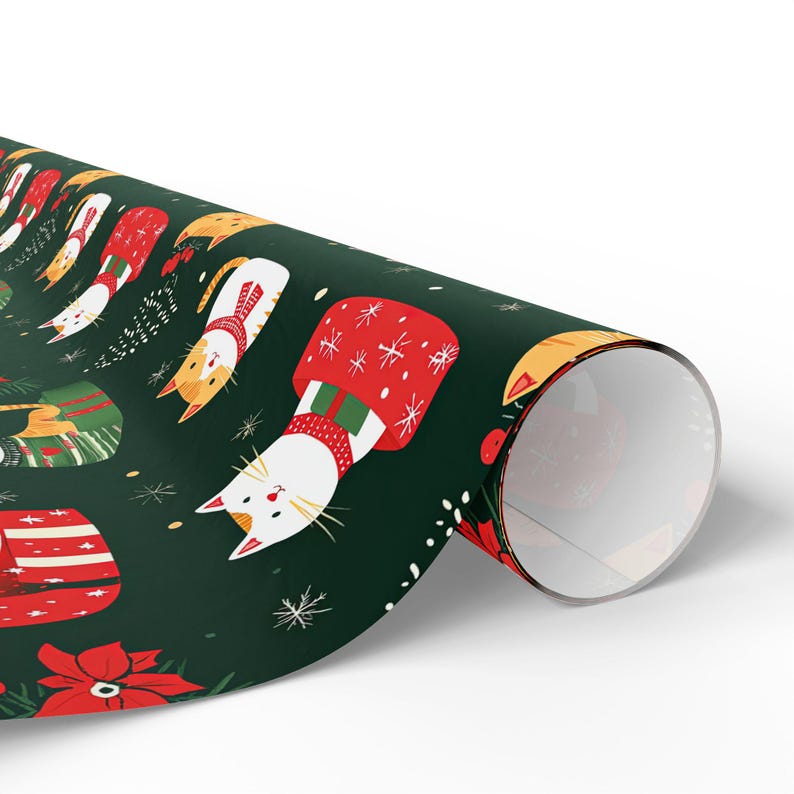 Christmas Cats Christmas Cats Gift Wrap Christmas Cats Wrapping Paper ...
