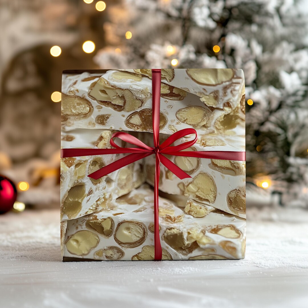Torrone Candy Gift Wrap: Italian Nougat, Foodie Holiday Paper - Etsy