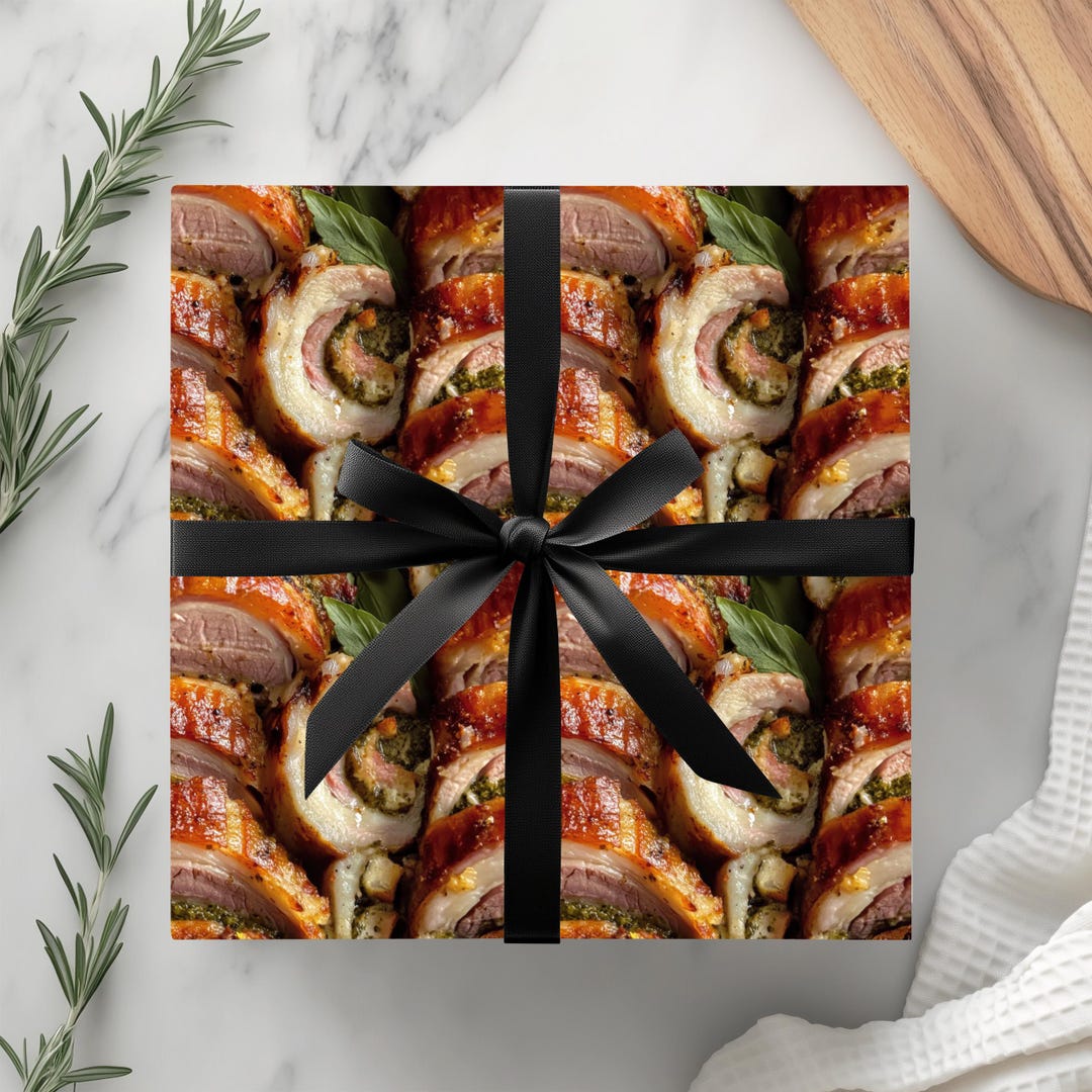 Porchetta Gift Wrap - Porchetta Wrapping Paper, Foodie Gift Wrap ...