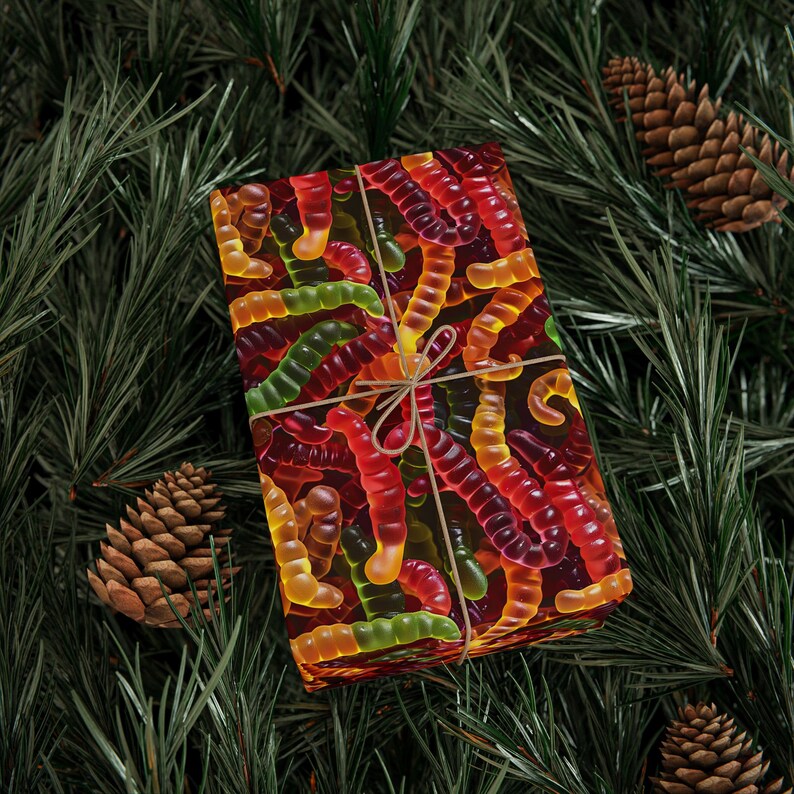 Gummy Worms Gummy Worm Gift Wrap Gummy Worm Wrapping Paper Unique Gift ...