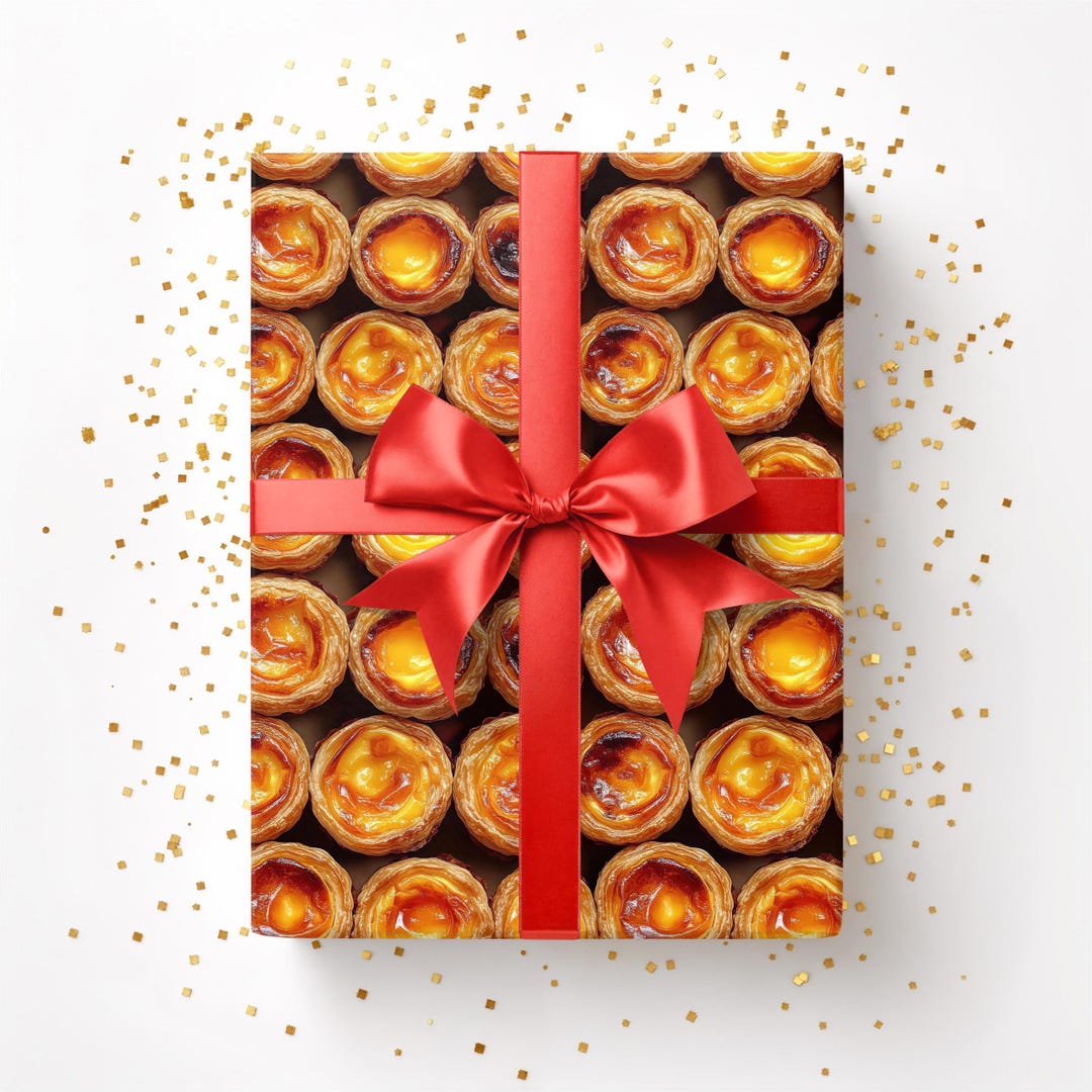 Portuguese Custard Tart Gift Wrap: Foodie Wrapping Paper - Etsy