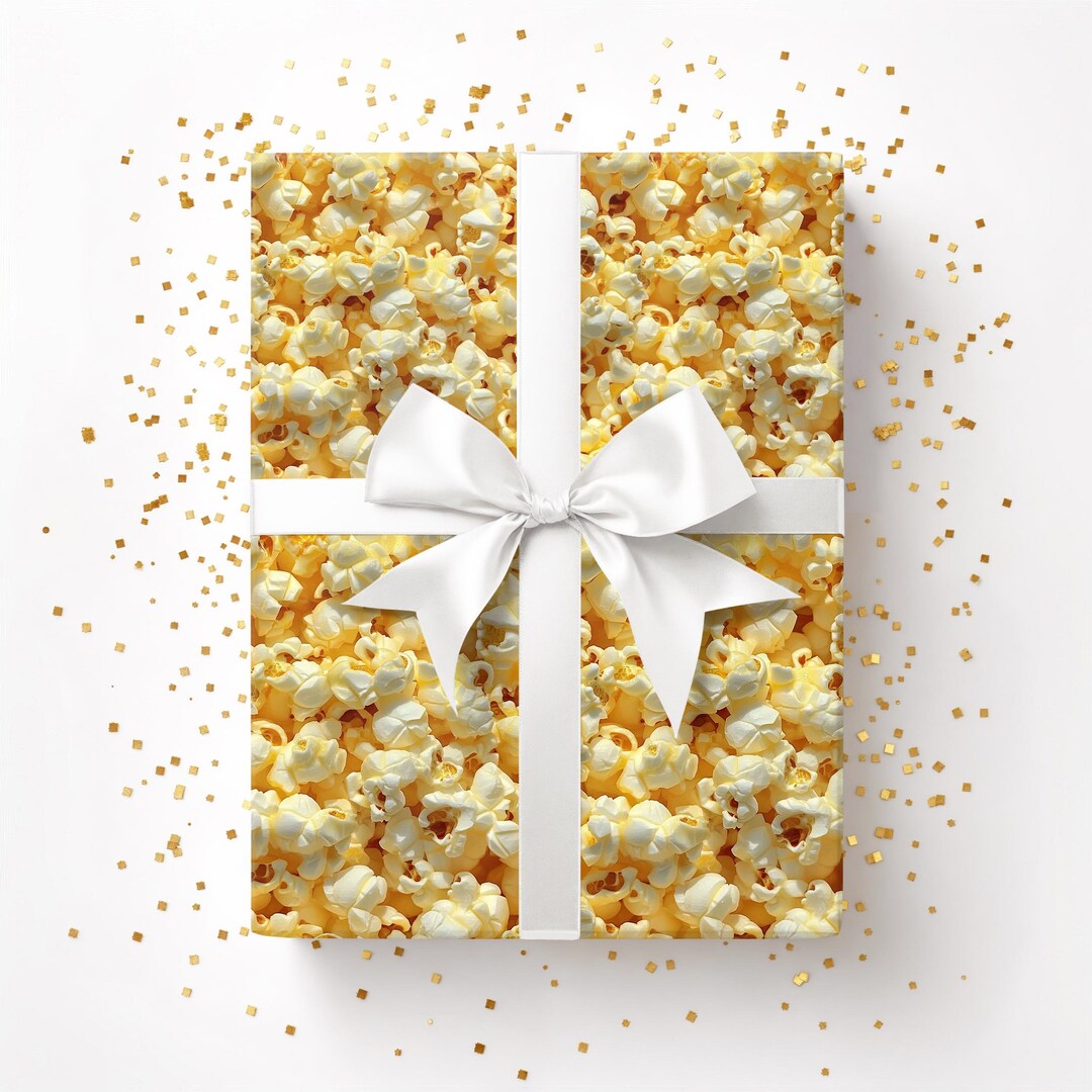 Popcorn! Popcorn Gift Wrap | Popcorn Wrapping Paper | Movie Night ...