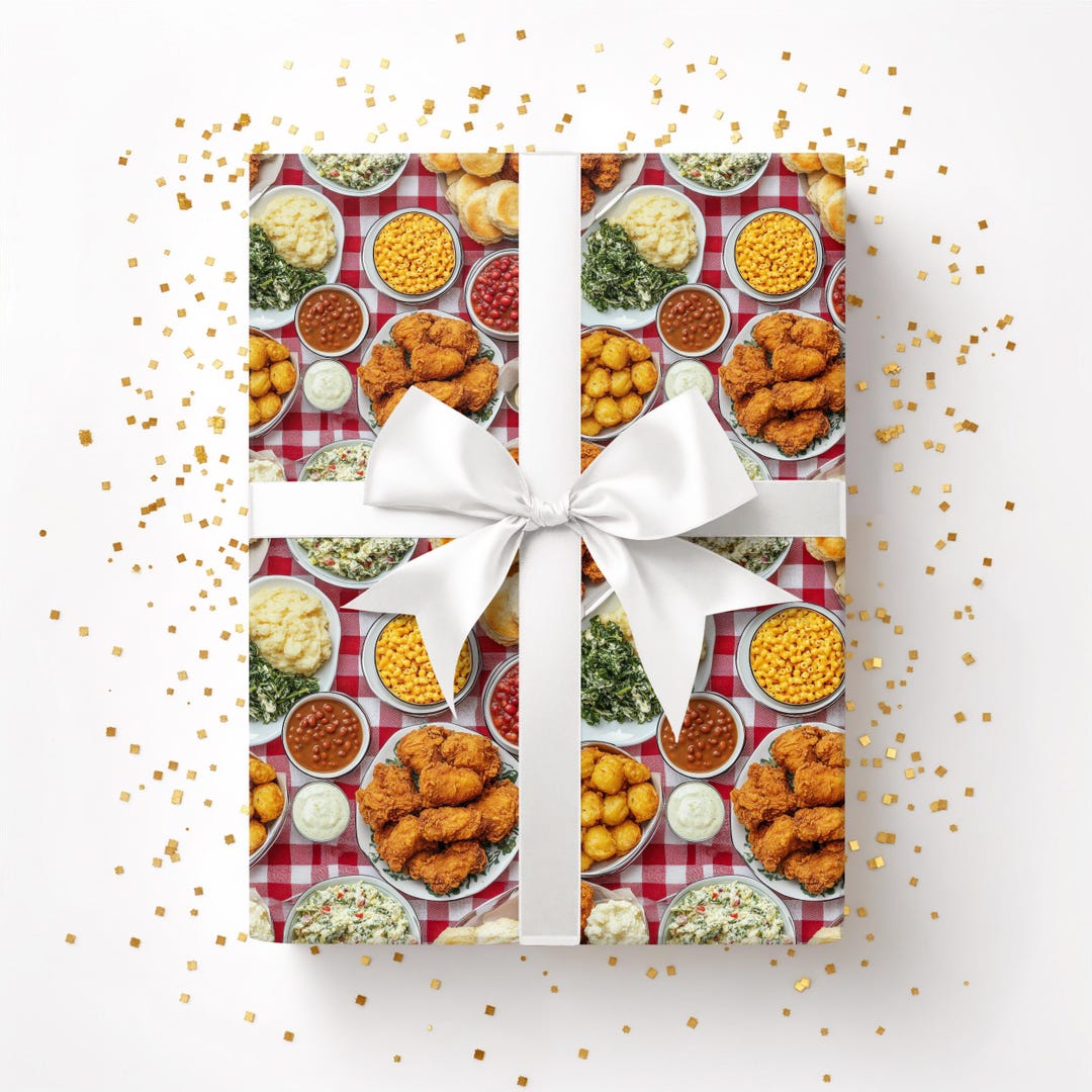 Picnic Wrapping Paper: Fried Chicken, Foodie Gift Wrap - Etsy