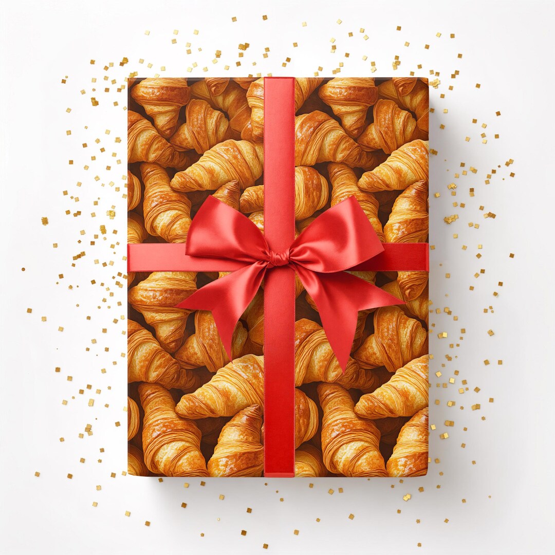 Croissant Wrapping Paper: Foodie Gift Wrap, French Pastry - Etsy
