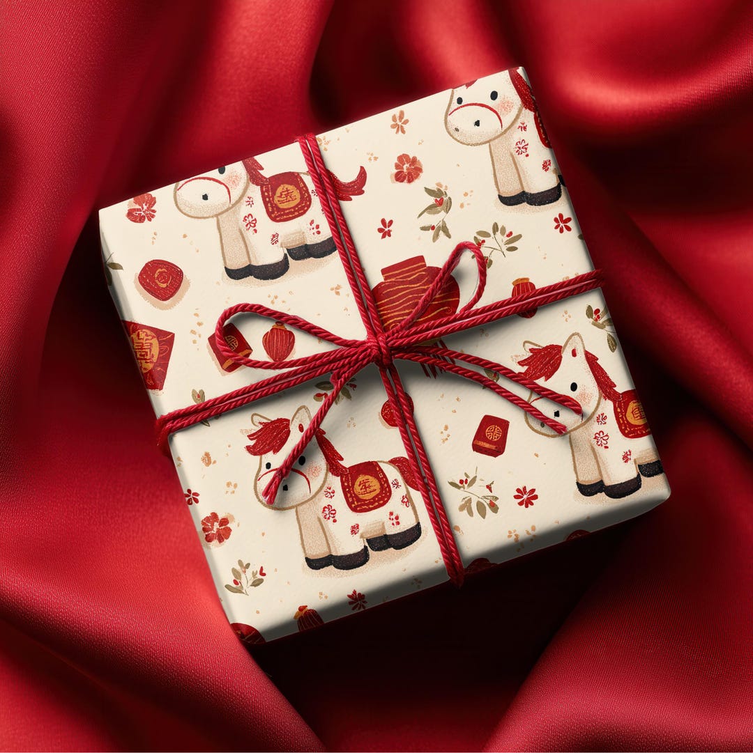 Chinese New Year Wrapping Paper: Firehorse Gift Wrap - Etsy