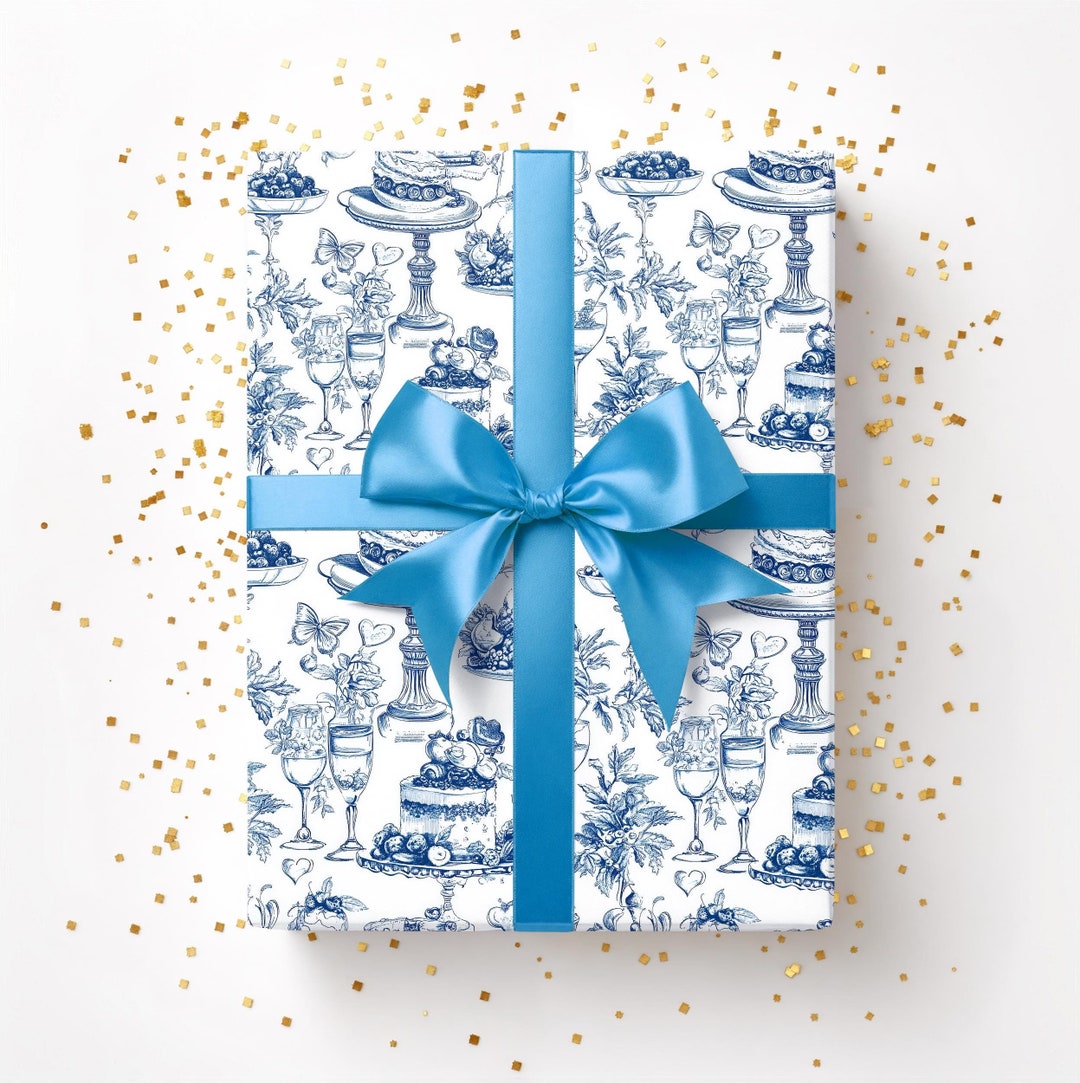 French Toile Gift Wrap - French Toile Wrapping Paper, Dessert Gift Wrap ...
