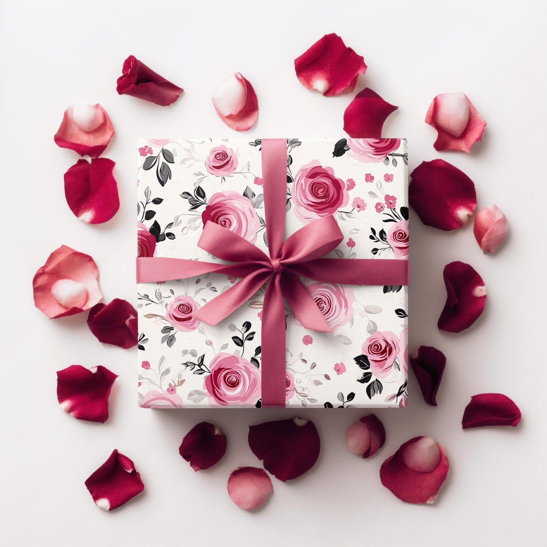 Rose Gift Wrap - Rose Wrapping Paper, Florals, Birth Flower, June - Etsy