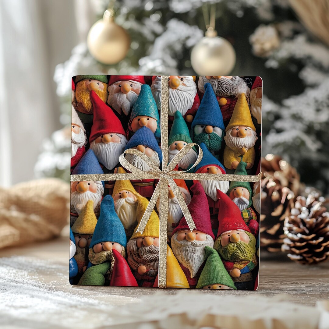 Gnomes Gift Wrap: Holiday Wrapping Paper, Christmas - Etsy