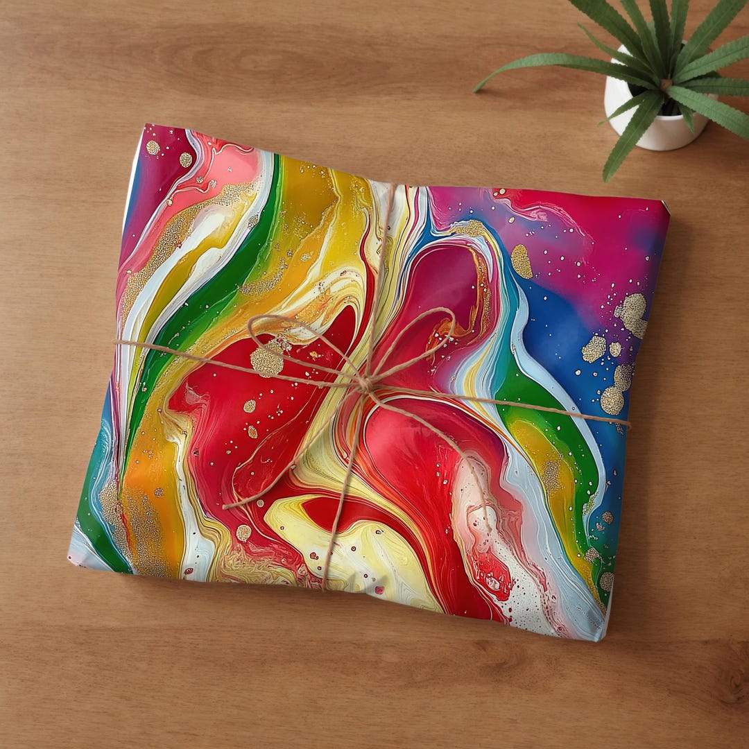 Marbled Gift Wrap - Multicolored, Chic Gift Wrap, Marble Wrapping Paper ...