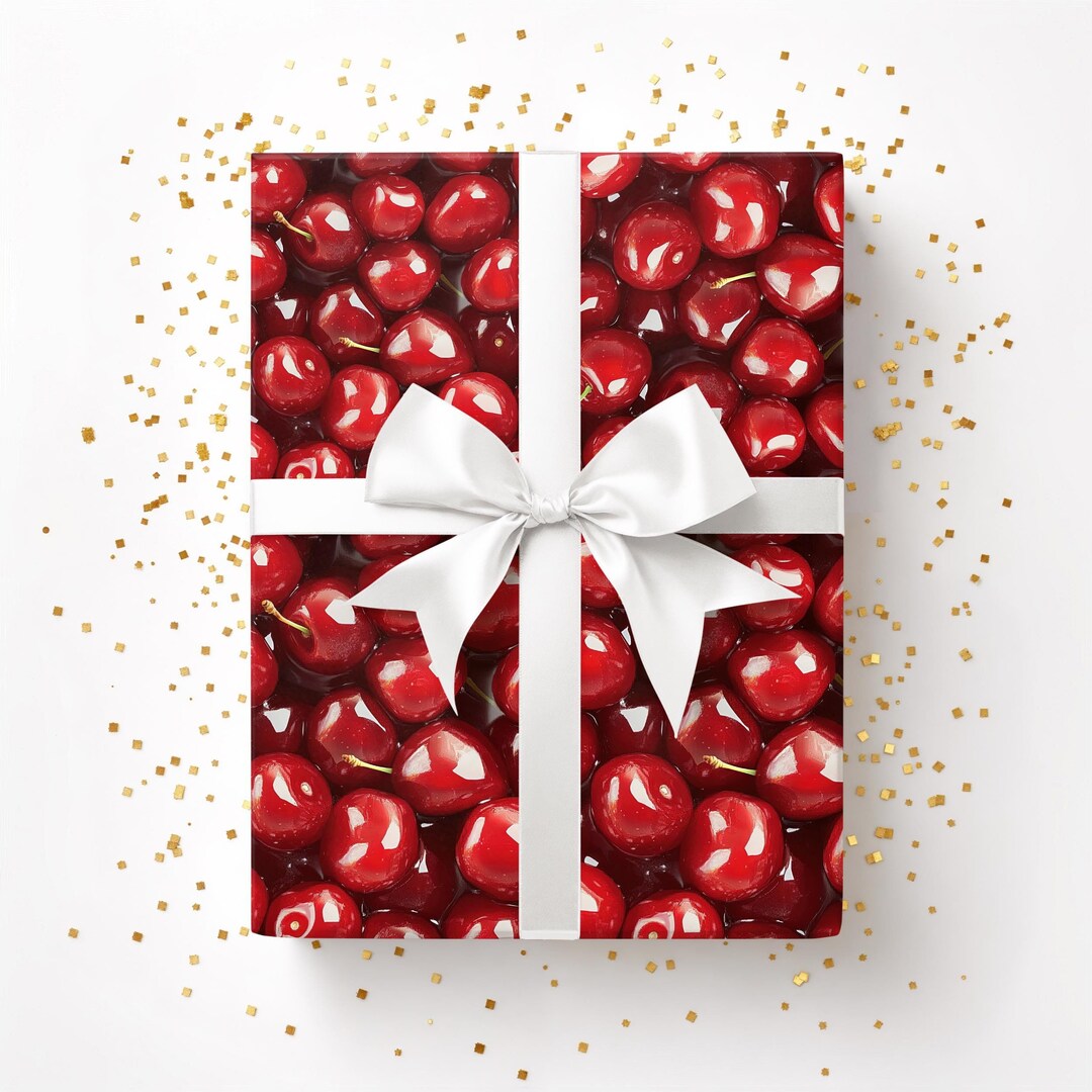 Cherries Cherry Gift Wrap Fruit Gift Wrap Cherry Fruit Wrapping Paper ...
