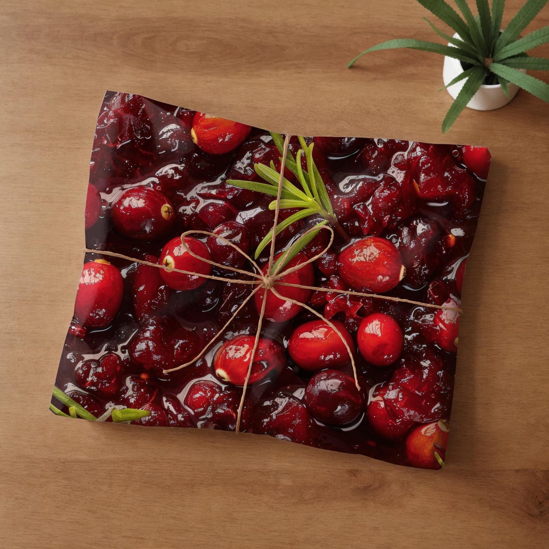Cranberry Sauce Wrapping Paper: Foodie Gift Wrap, Holiday Side Dish - Etsy