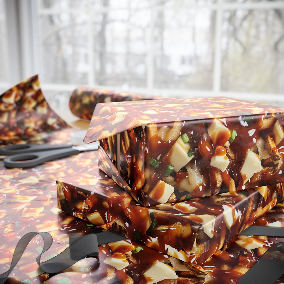 Poutine Fries Frites Poutine Gift Wrap Poutine Wrapping Paper Unique ...
