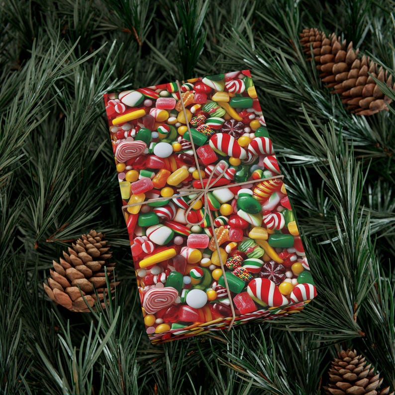 Christmas Candy Wrapping Paper: Candy Gift Wrap, Holidays - Etsy