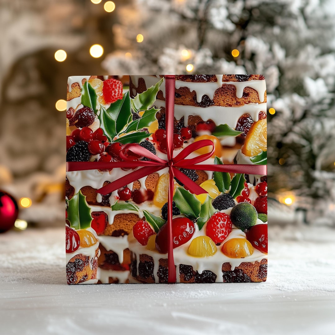 Cake Gift Wrap - Cake Wrapping Paper, Holiday Cakes, Foodie Gift Wrap ...