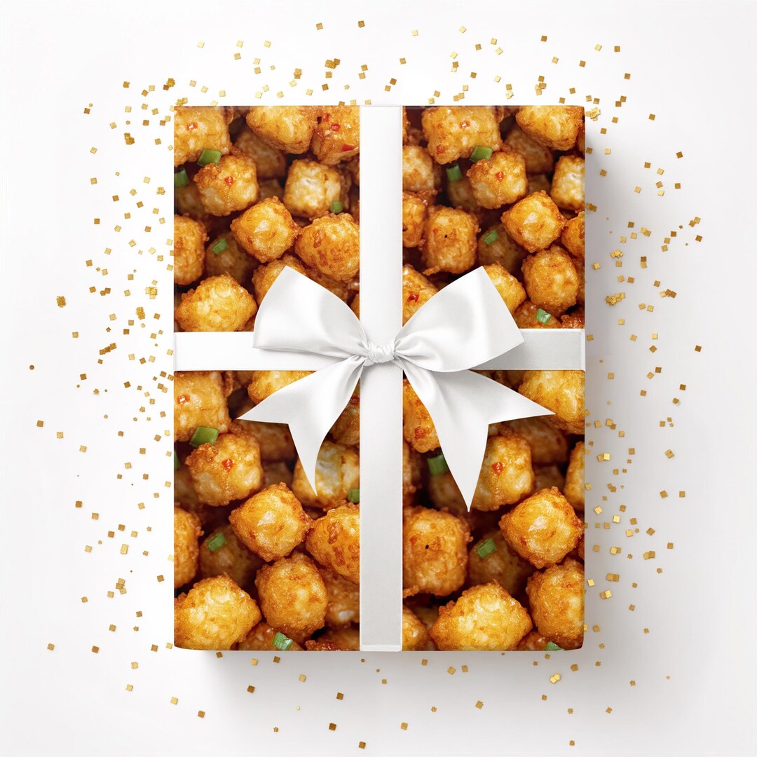 Potato Tot Gift Wrap - Potato Tots Wrapping Paper, Potato Gift Wrap ...