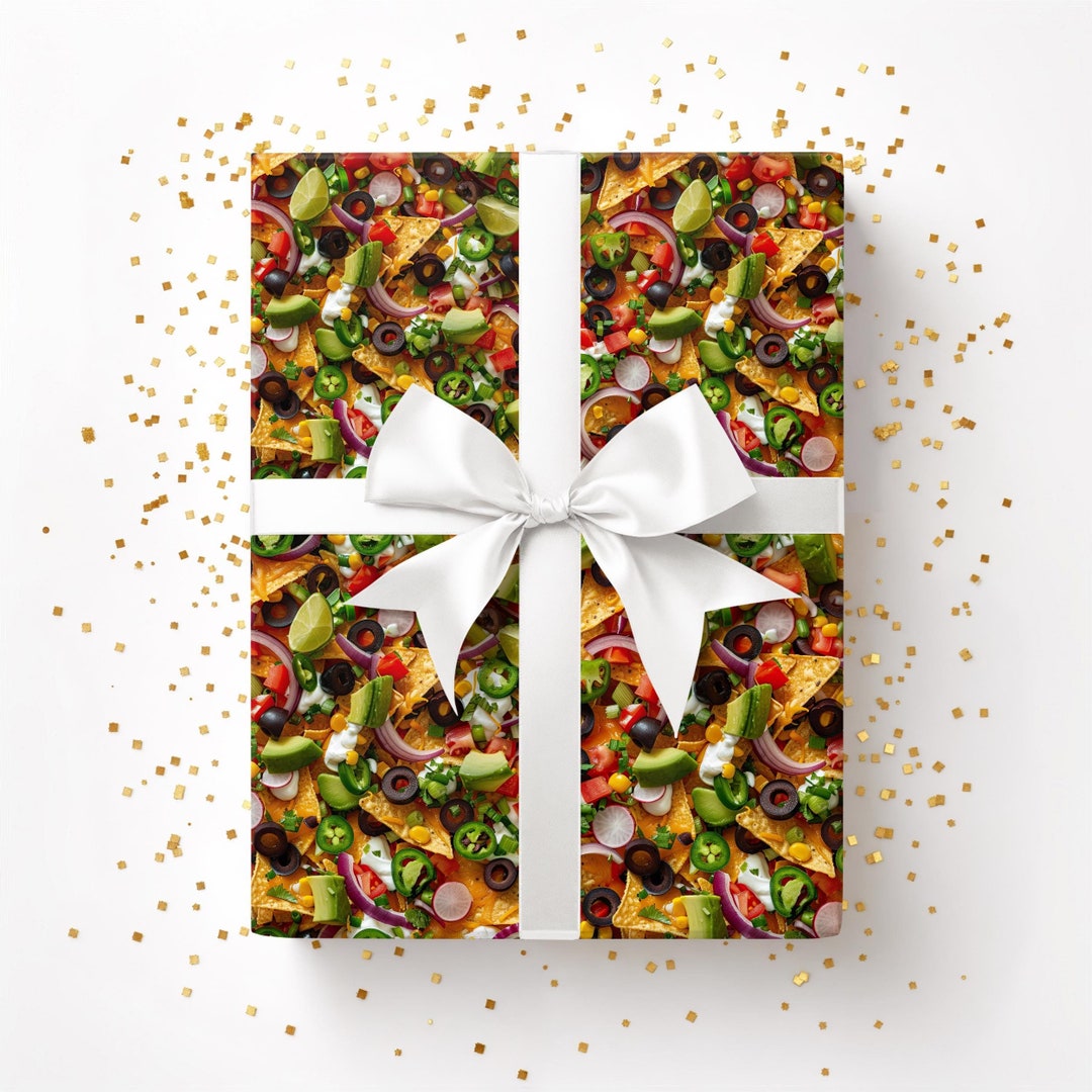 Nacho Gift Wrap - Nachos Wrapping Paper, Foodie Gift Wrap, Junk Food ...
